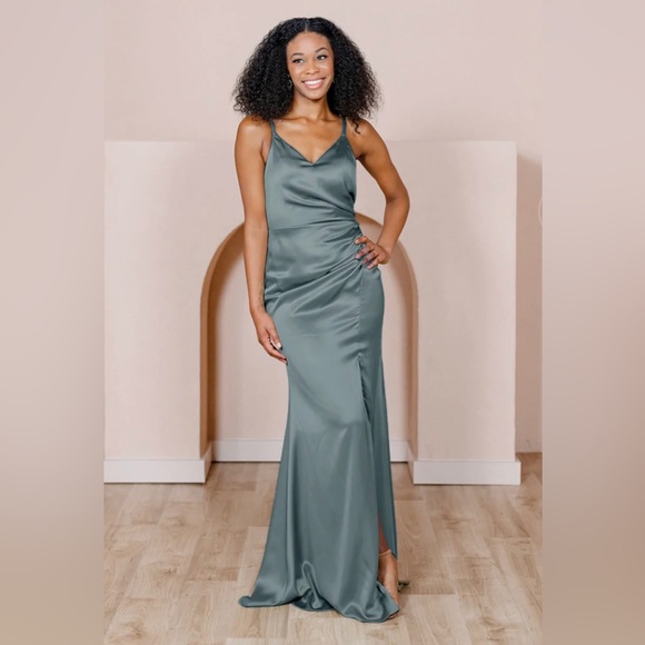 Revelry | Dresses | Eucalyptus Revelry Satin Dress | Poshmark